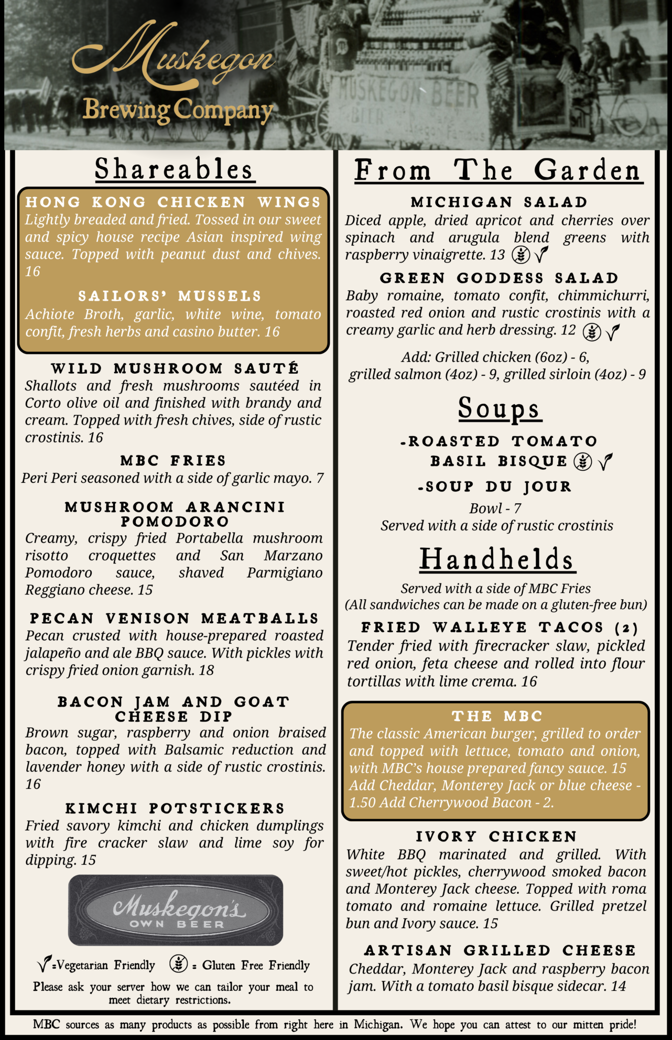 Menu – Muskegon Brewing Company