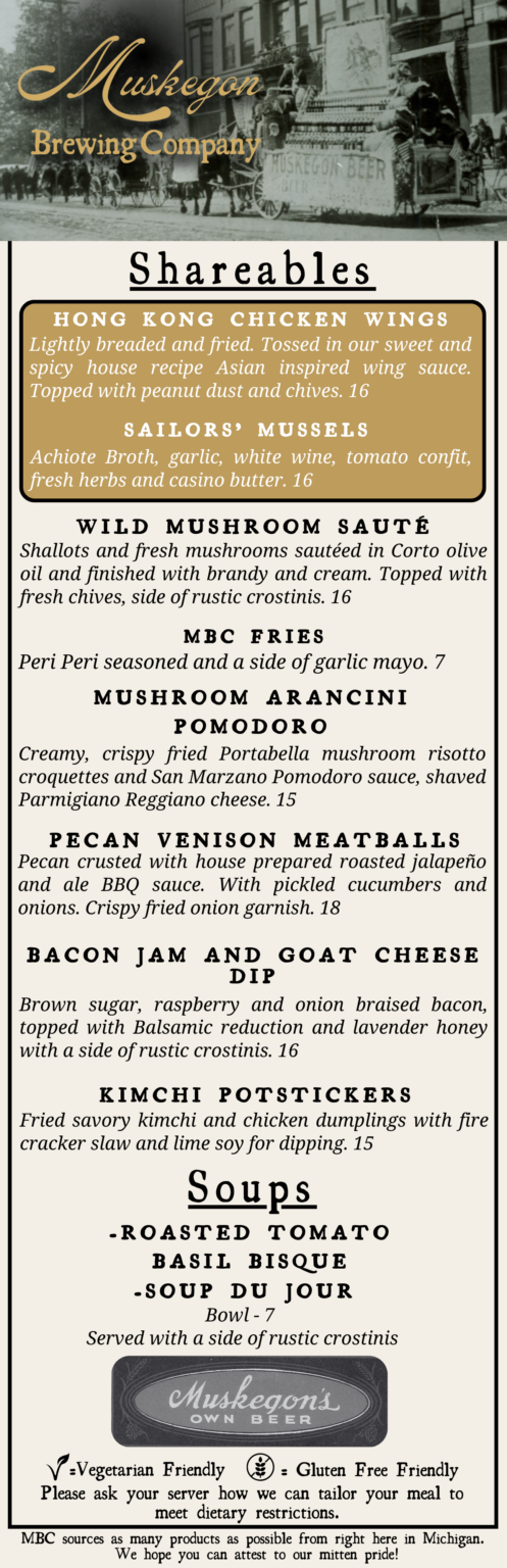 Menu – Muskegon Brewing Company