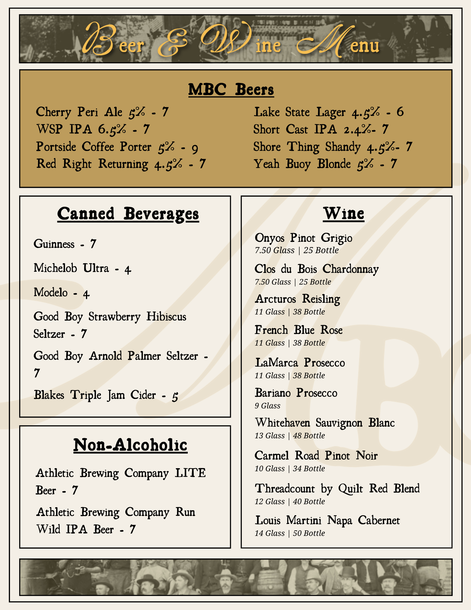 Drink Menu - Muskegon Brewing Company